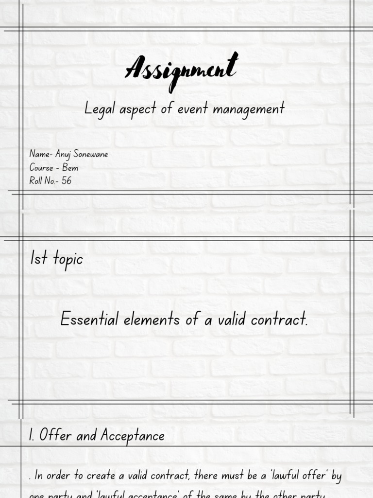 Legal Aspect of Event Management | PDF | Consideration | Justice