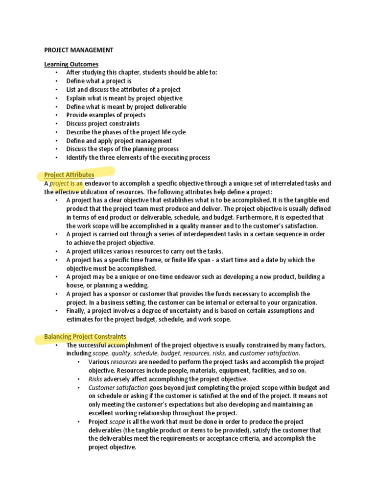 Project Management Module Pdf Project Management Business
