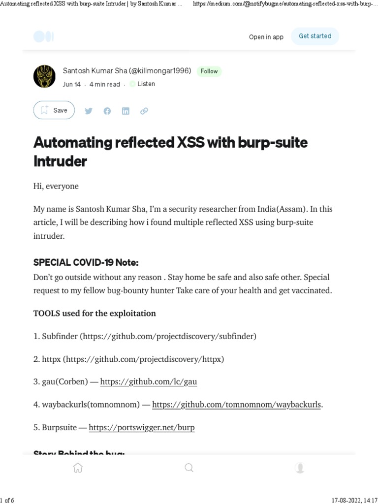 Automating Reflected XSS With Burp-Suite Intruder by Santosh Kumar Sha (@killmongar1996) Medium ...