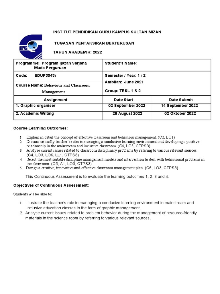 CA EDUP3043i - Assignment | Download Free PDF | Inclusion (Education) | Classroom