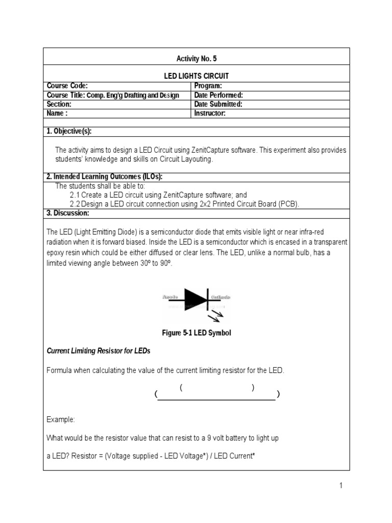 LED Circuit Design Activity Guide | PDF | Light Emitting Diode | Resistor