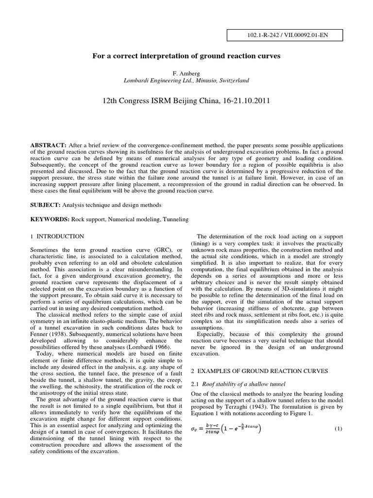 Ground Reaction Curve Applications | PDF | Stress (Mechanics ...