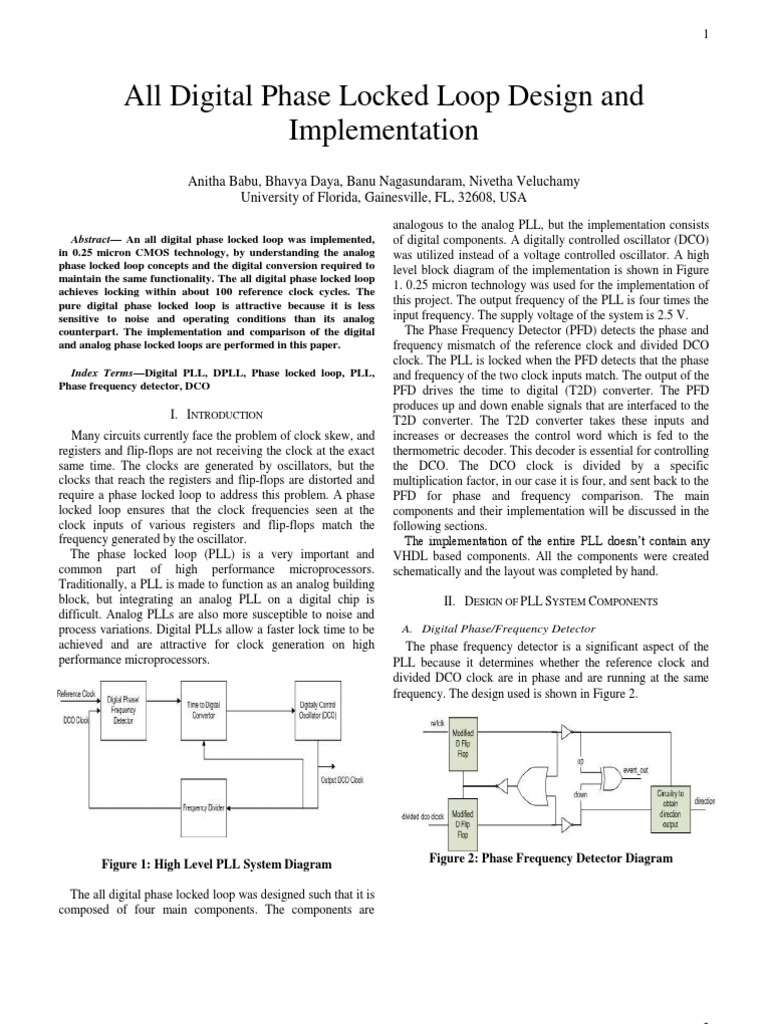 All Digital Phase Locked Loop Design and Implementation | PDF | Electronics | Digital Technology