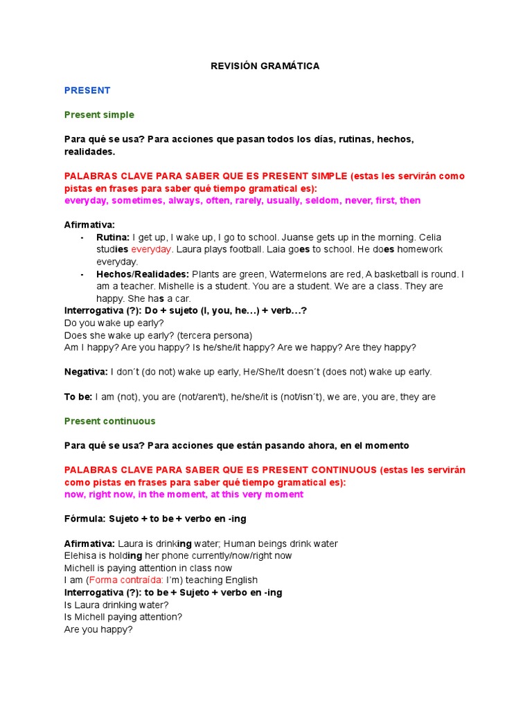 Revisión Gramática | PDF | Grammar | Linguistics