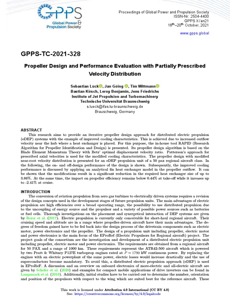 Propeller Design And Performance Evaluation With Partially Prescribed Velocity