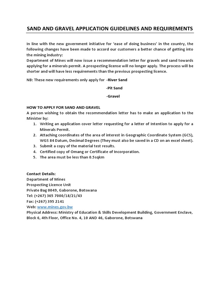 Sand and Gravel Application Guidelines and Requirements | PDF