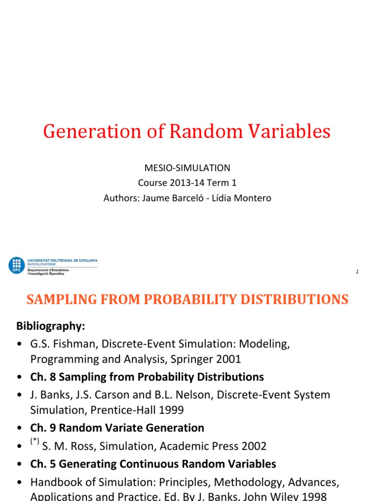 MESIO-SIM - (US) Generation of Random Variables | Download Free PDF | Probability Distribution ...