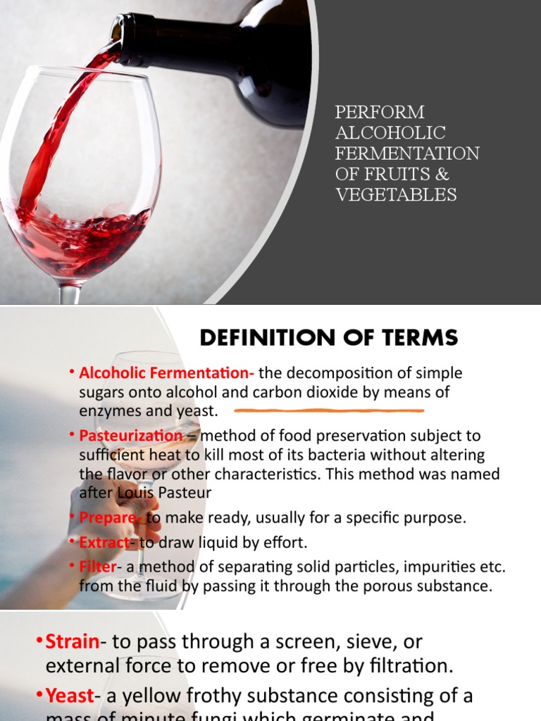 Perform Alcoholic Fermentation of Fruits & Vegetables | PDF ...