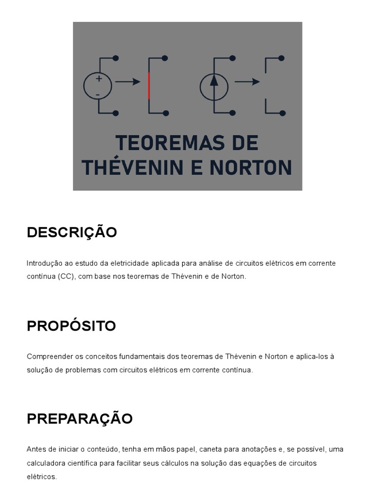 Análise de Circuitos: Thévenin e Norton | PDF | Rede elétrica | Linearidade
