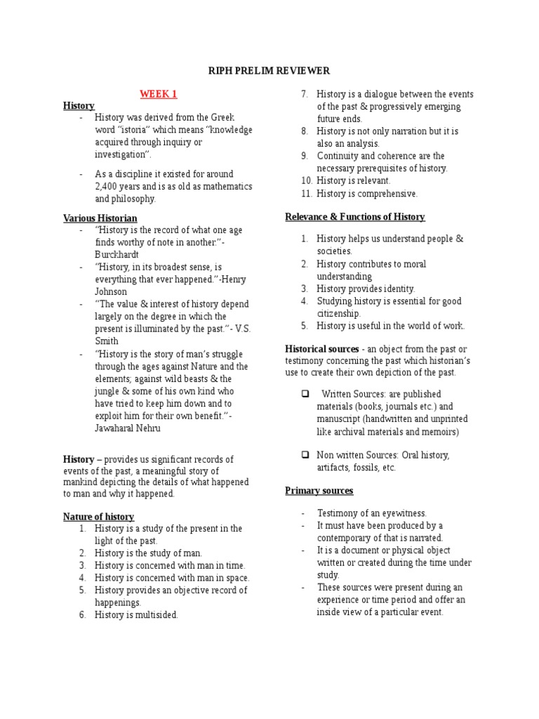 Riph Prelim Reviewer | PDF | Philippines