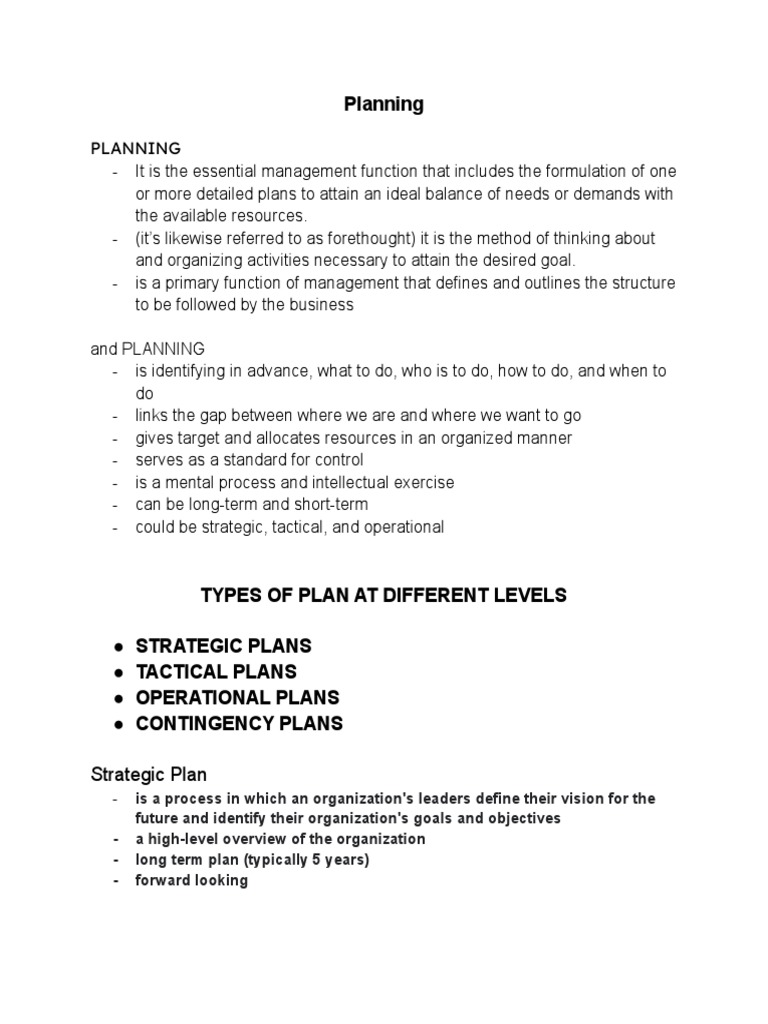 Planning | PDF | Goal | Strategic Planning