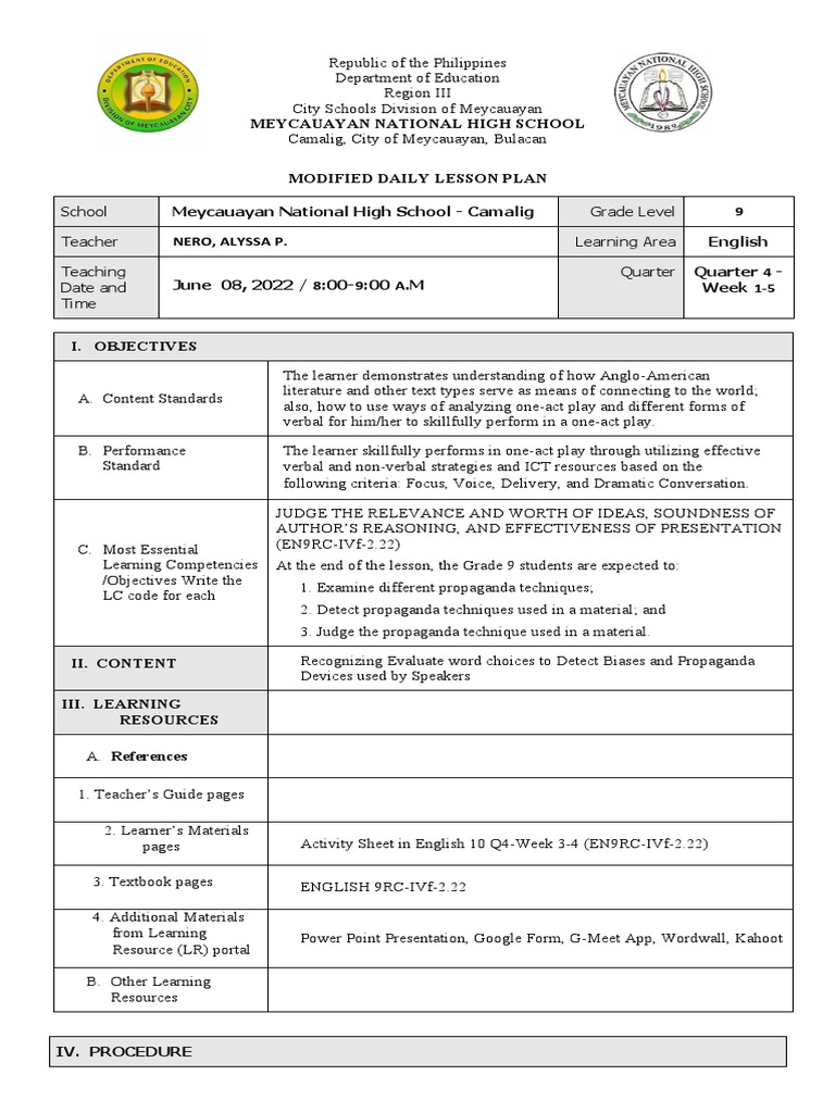 Final Demo Lesson Plan Pdf