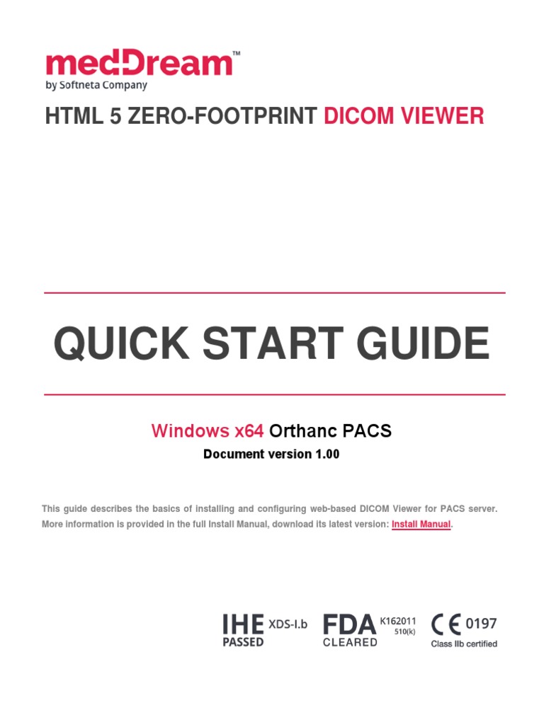 MedDream DICOM Viewer Quick Start Guide Orthanc PACS | PDF | Microsoft Windows | Computing