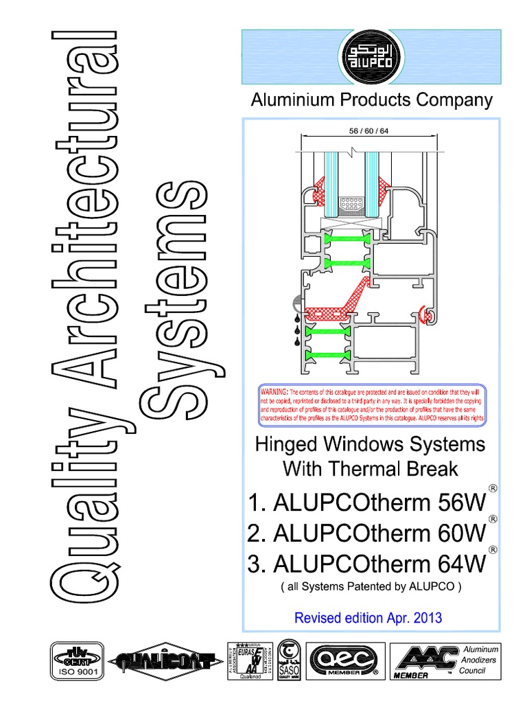 22-ALUPCOtherm 56W - 60W - 64W Hinge Windows System | PDF