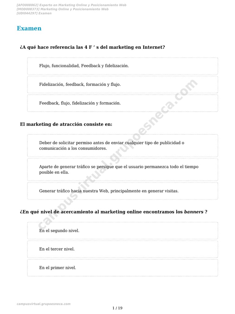 Examen | PDF | Posicionamiento en buscadores | Software web