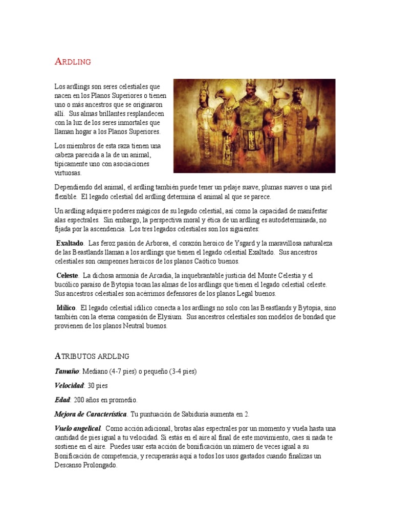 Ardlings: Características y Legados Celestiales | PDF