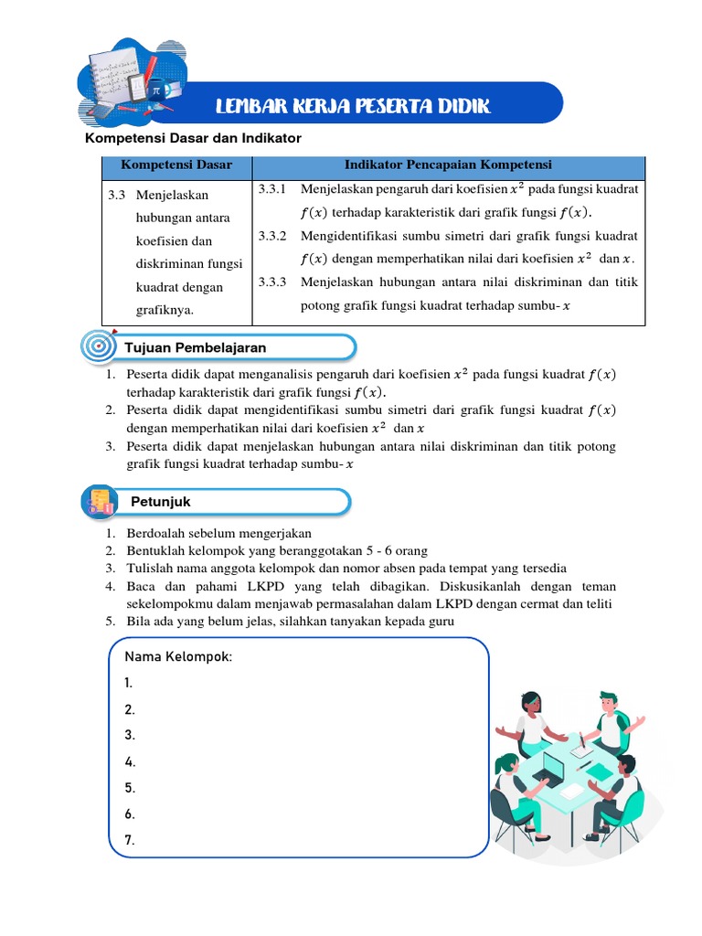 LKPD Fungsi Kuadrat 1 FIX | PDF