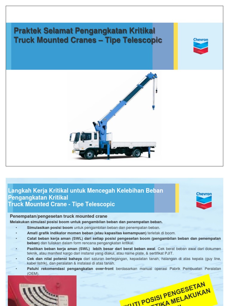 Safe Practices of Critical Lift - Truck Mounted Cranes Telescopic | PDF