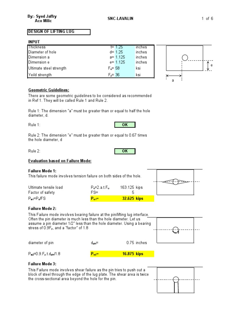 001 Lifting Lug Design | PDF | Stress (Mechanics) | Applied And ...