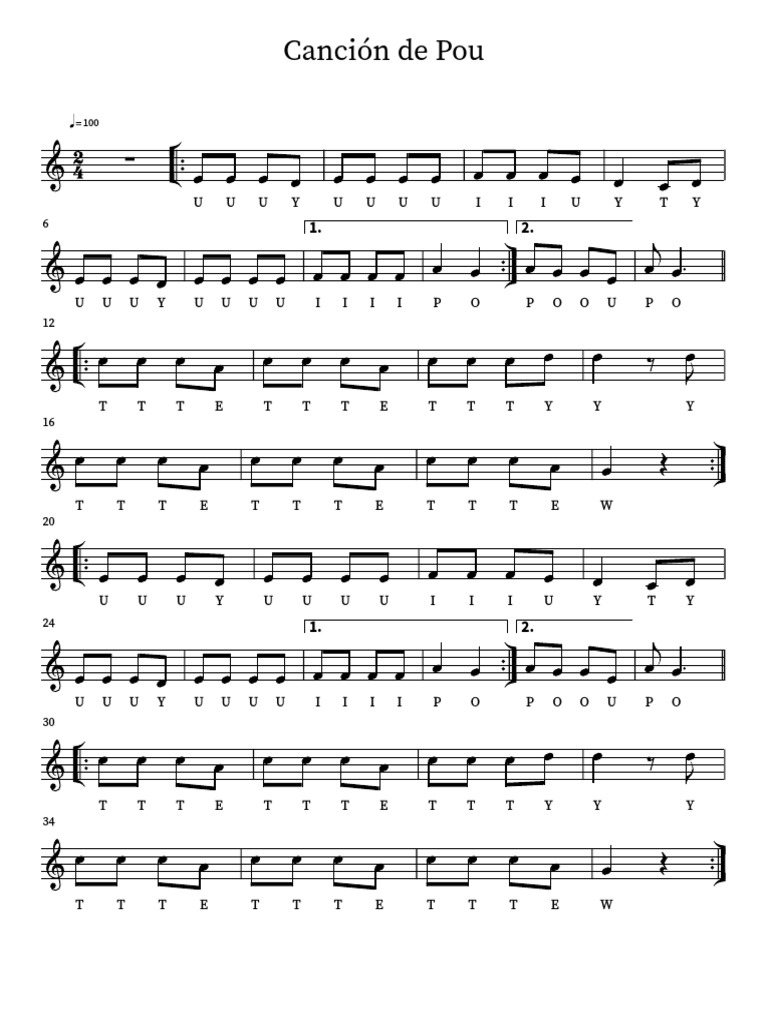 Canción de Pou: Una melodía simple pero pegadiza | PDF