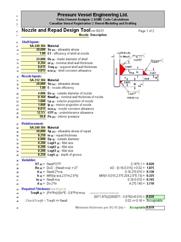 Nozzle Repad Design Sheet | Download Free PDF | Materials | Industrial ...