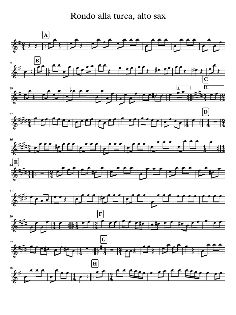 Rondo Alla Turca, Alto Sax | PDF