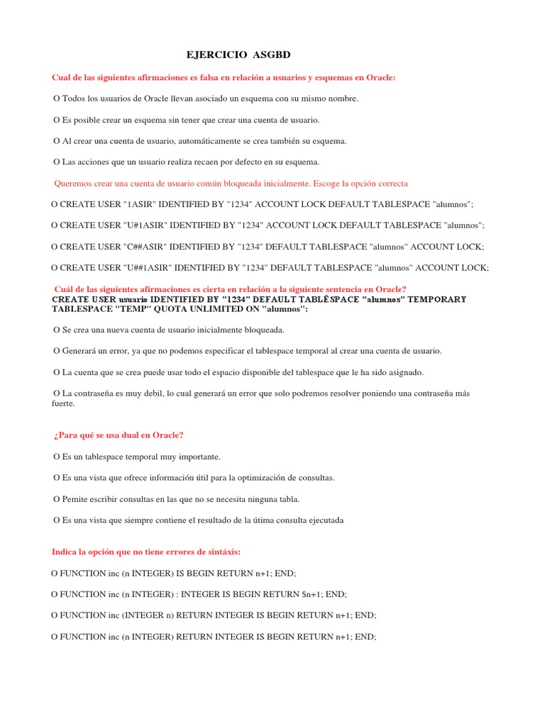 Ejercicio de ASGBD | PDF | Pl / Sql | Ingeniería Informática