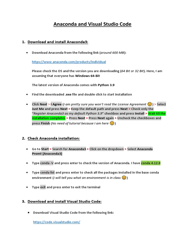 Install Anaconda and VSCode | PDF | Integrated Development Environment | Software