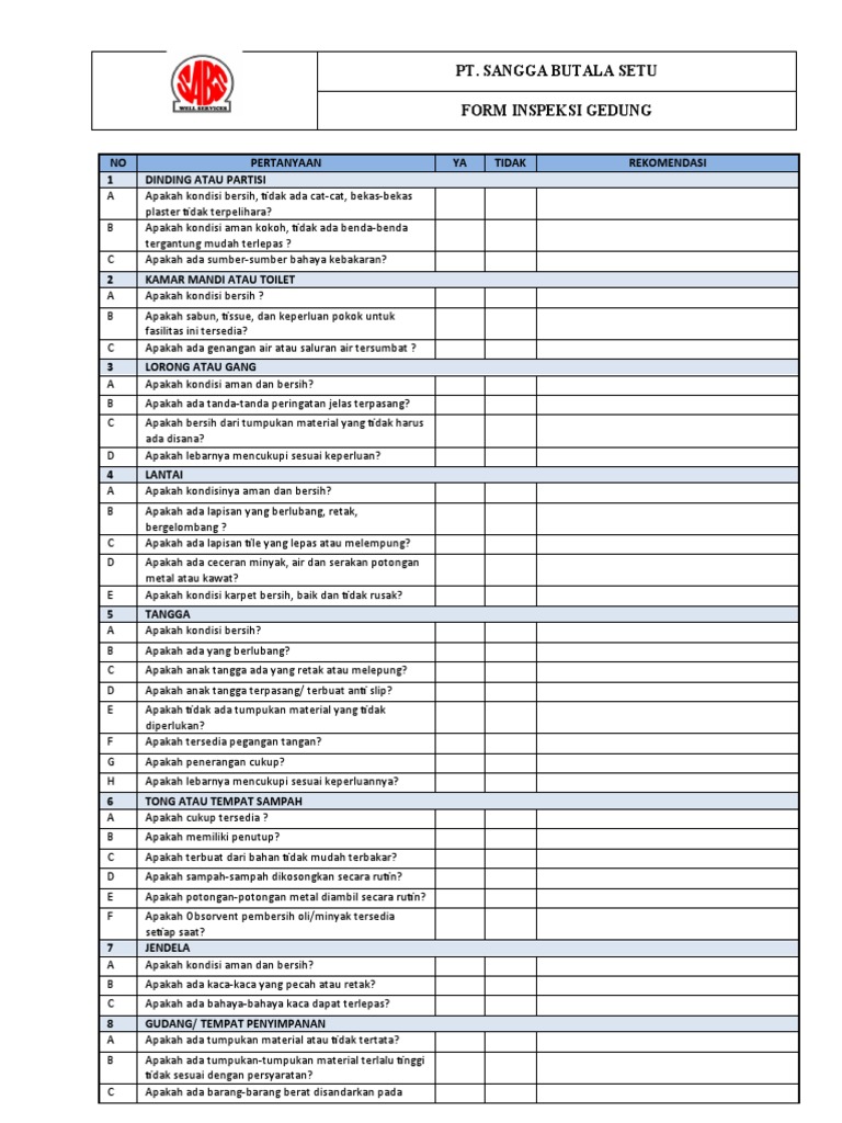 Form Inspeksi Gedung | PDF