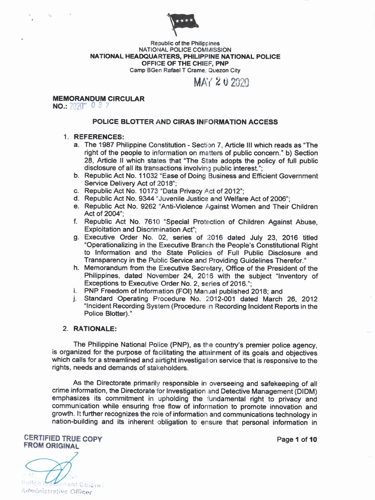 PNP MC No 2020 037 | PDF