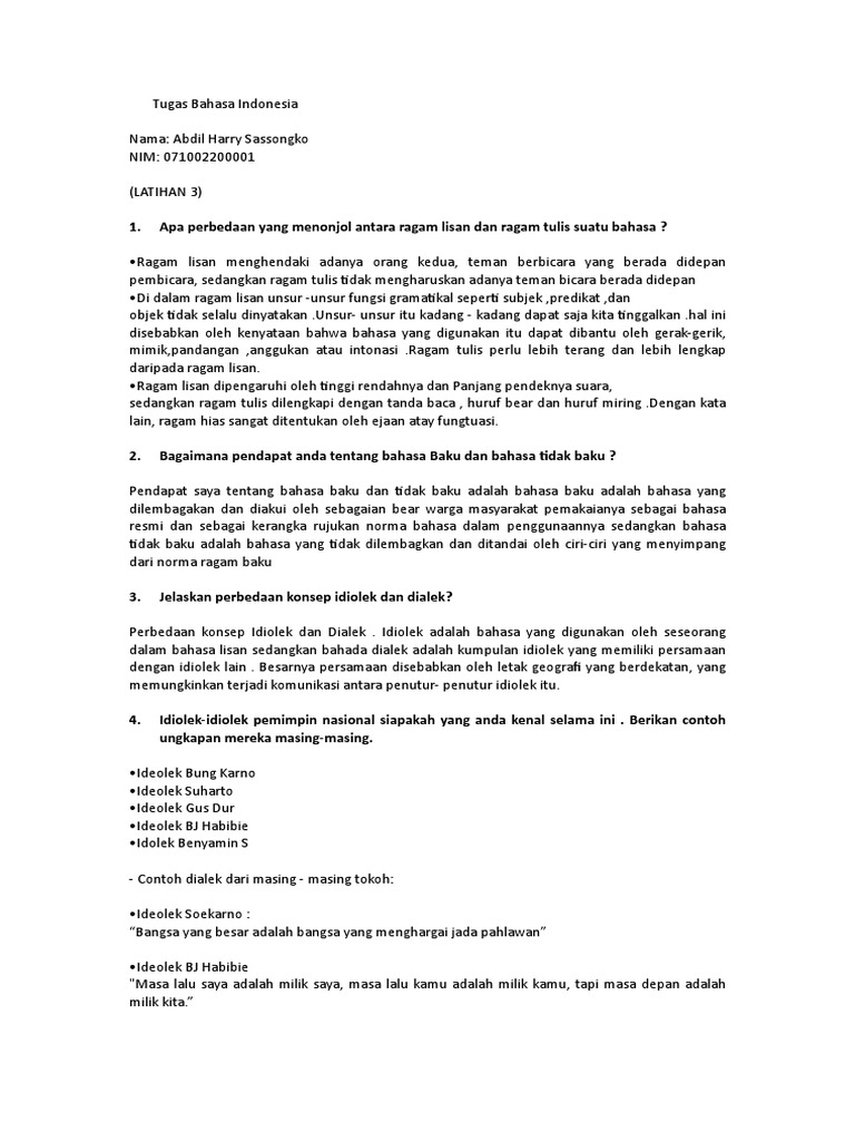 Perbedaan Ragam Bahasa dan Idiolek | PDF | Kajian Bahasa Asing