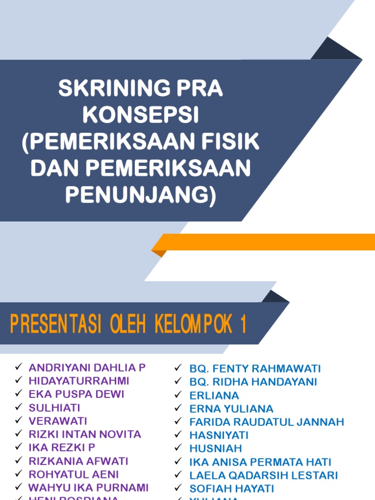 Kel 1 Skrining Pra Konsepsi | PDF | Pengembangan Diri | Kesehatan Holistik