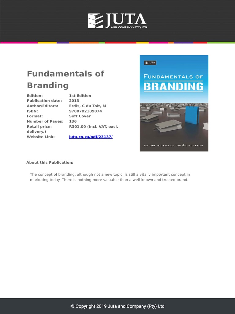 Fundamentals of Branding: Juta - Co.za/pdf/23137 | PDF | Brand | Marketing