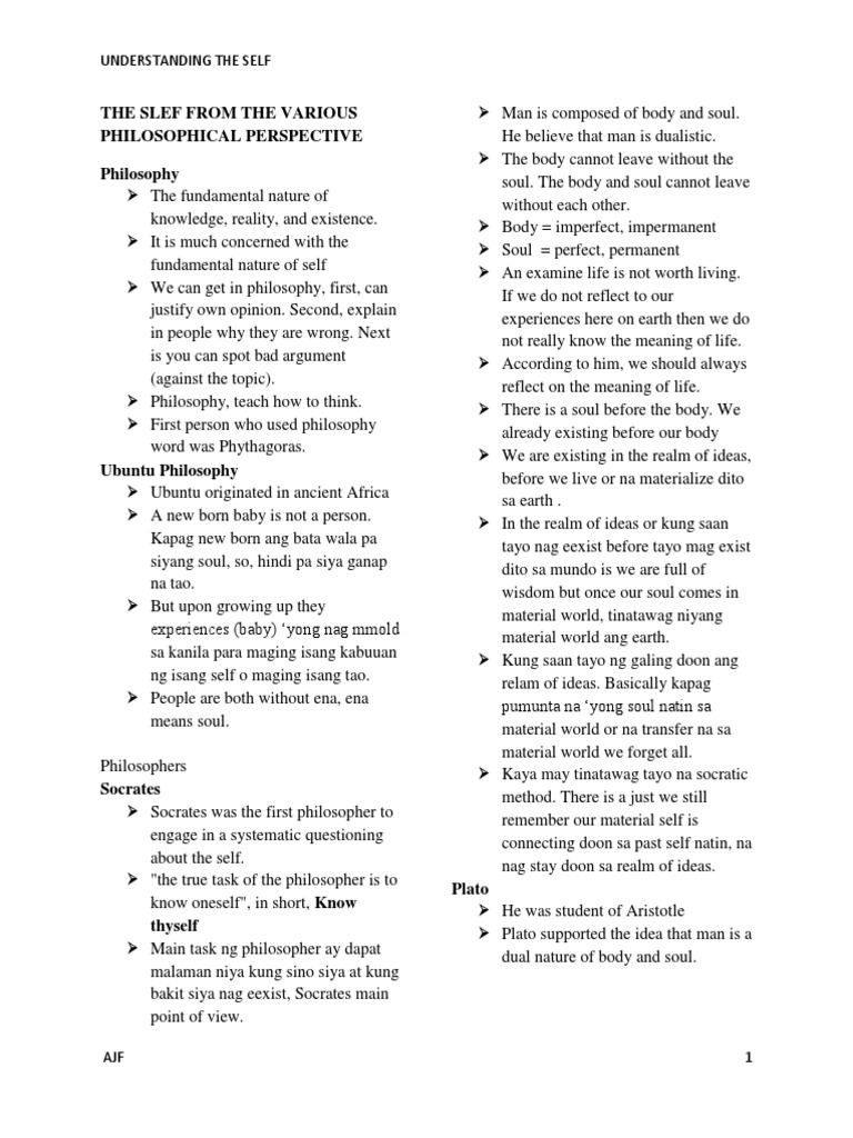 Reviewer Understandiing The Self Prelims | PDF | Id | Self Esteem
