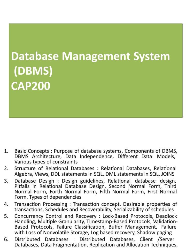 Dbms Unit-1 - Important Points | PDF | Databases | Relational Database