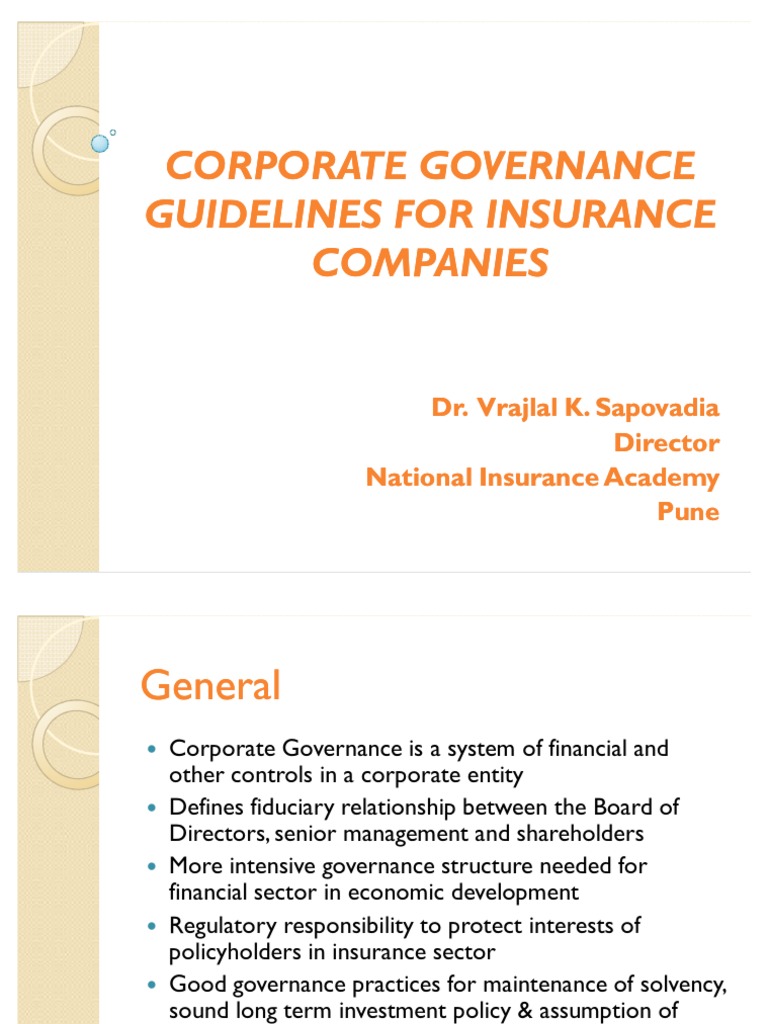 Corporate Governance Guidelines for Insurance Companies | Board Of ...