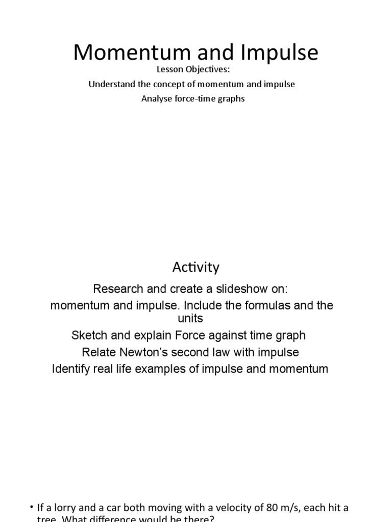 Momentum and Impulse | PDF | Teaching Methods & Materials | Science ...