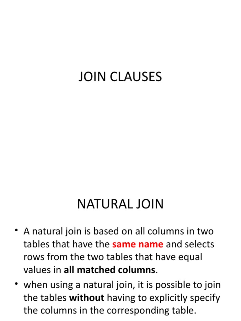Sec 6-7 Join Clauses | PDF | Table (Database) | Data Management