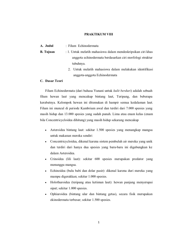 Filum Echinodermata | PDF | Ilmu Sosial | Griya & Taman