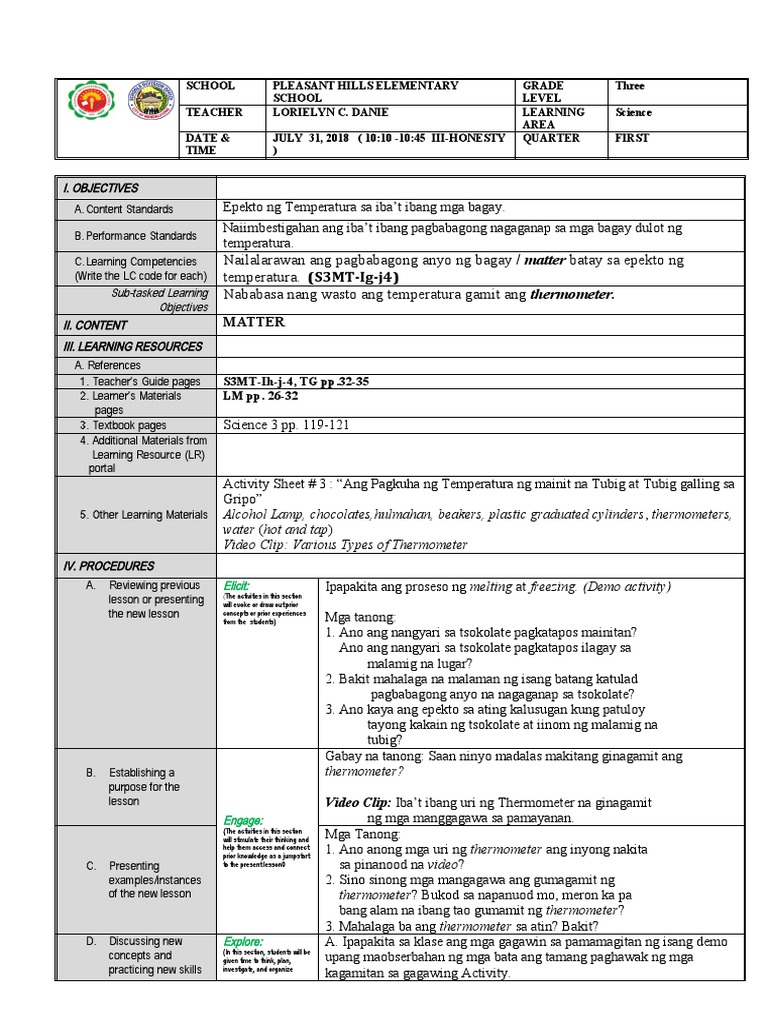 DLP in Science 3 Using 7e's Approach | PDF