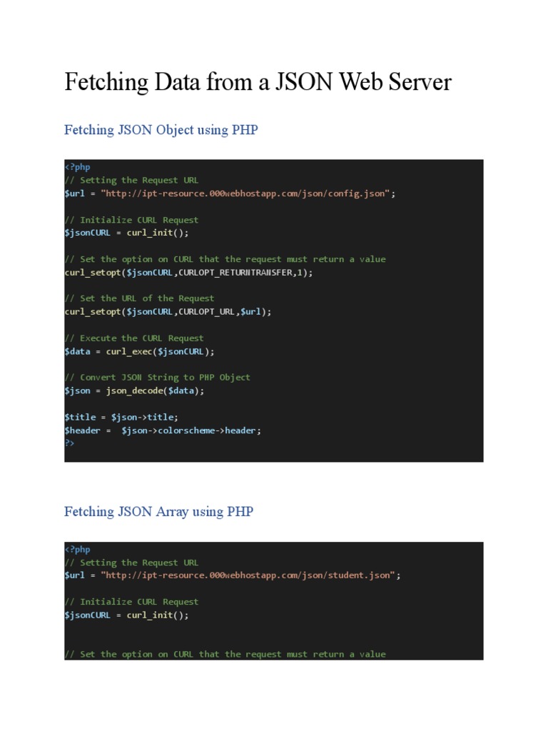 Fetching Data From A JSON Web Server | PDF | Json | Php