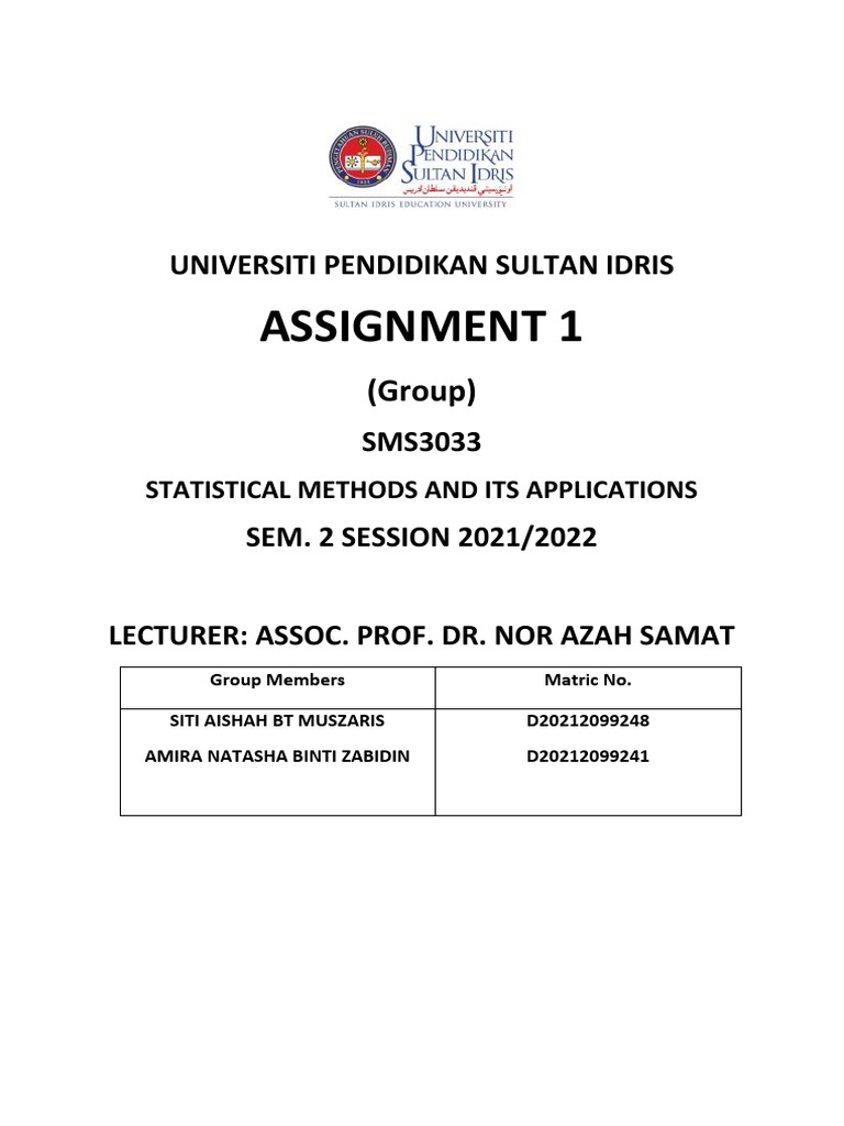 Assignment 1 SMS3033 | PDF | Analysis Of Variance | Standard Deviation