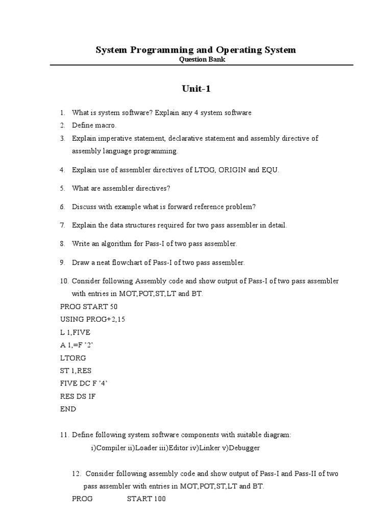 SPOS Question Bank | Download Free PDF | Assembly Language | Macro (Computer Science)