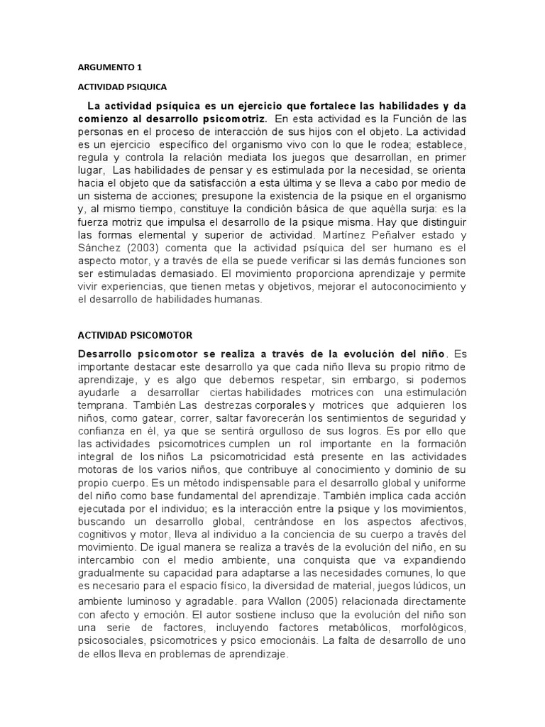 Argumento 1 | PDF | Psique (psicología) | Aprendizaje