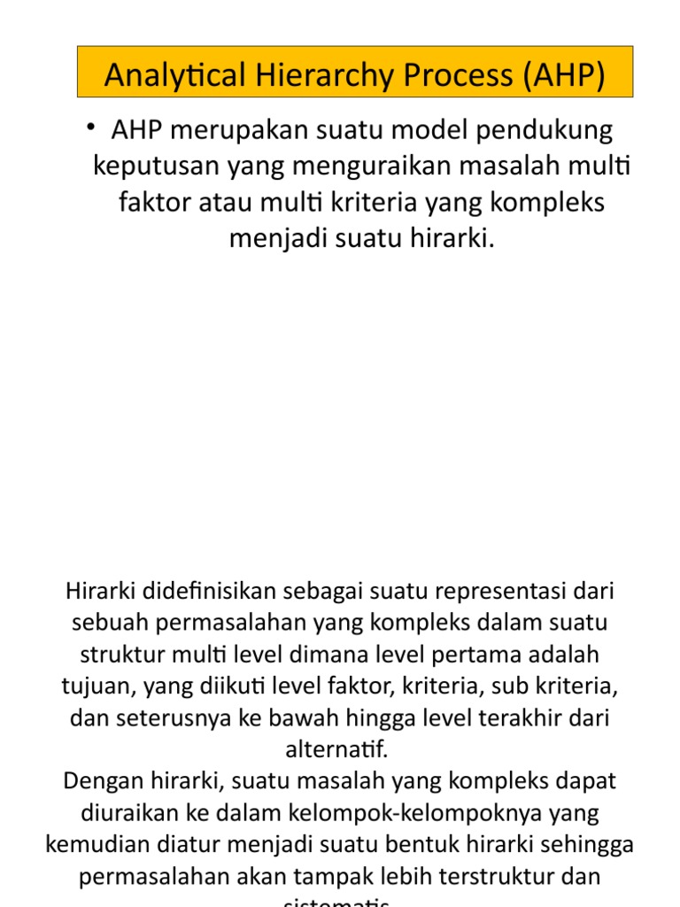 Analytical Hierarchy Process (AHP) | PDF