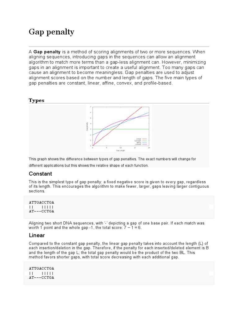 Sequence Alignment Gap Penalties | PDF | Sequence Alignment | Mathematical And Theoretical Biology