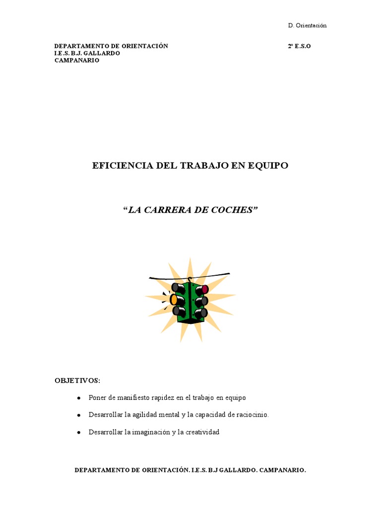 La Carrera de Coches 2c2ba Eso2 | PDF