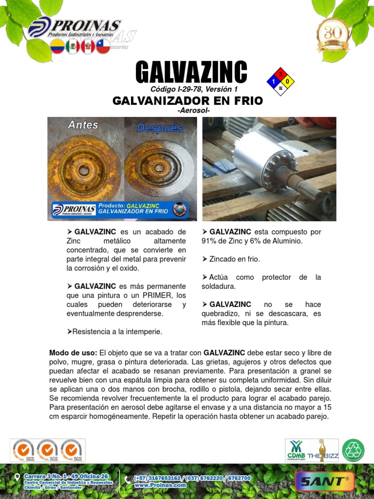 GALVAZINC AEROSOL Ficha Comercial | PDF