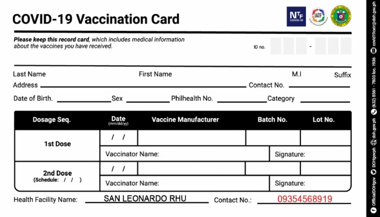 Vaccine Card 2 PH Template | PDF