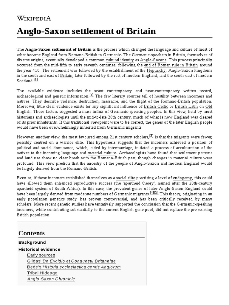 Anglo-Saxon Settlement of Britain | PDF | Anglo Saxon England
